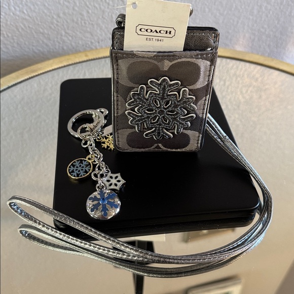 Coach | Accessories | Coach Metallic Silver Lanyard Snowflake Keychain ...